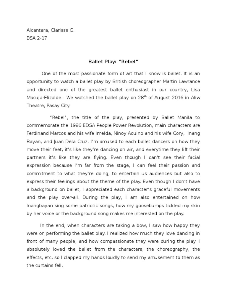 Reaction to Ballet "Rebel" Performance | PDF | Art