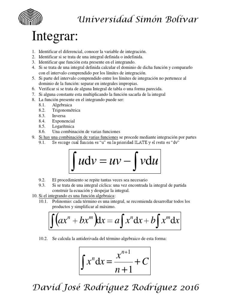 Guía -Cómo Integrar | PDF | Integral | Cálculo