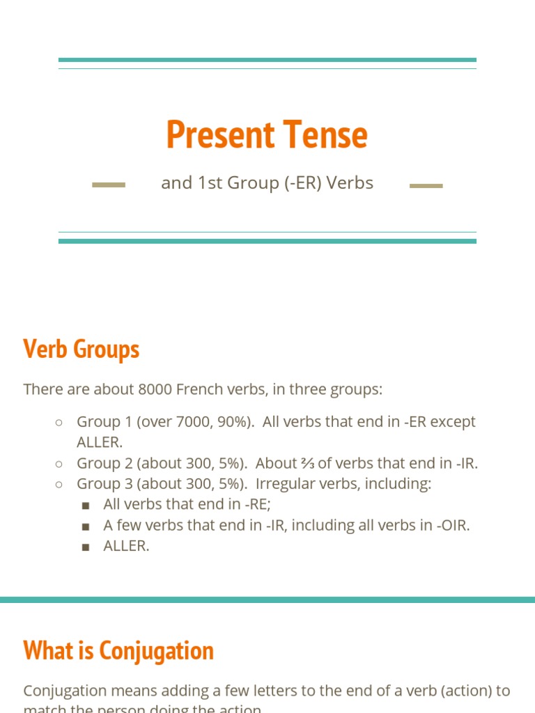 Present Tense of Group One Verbs | PDF | Foreign Language Studies