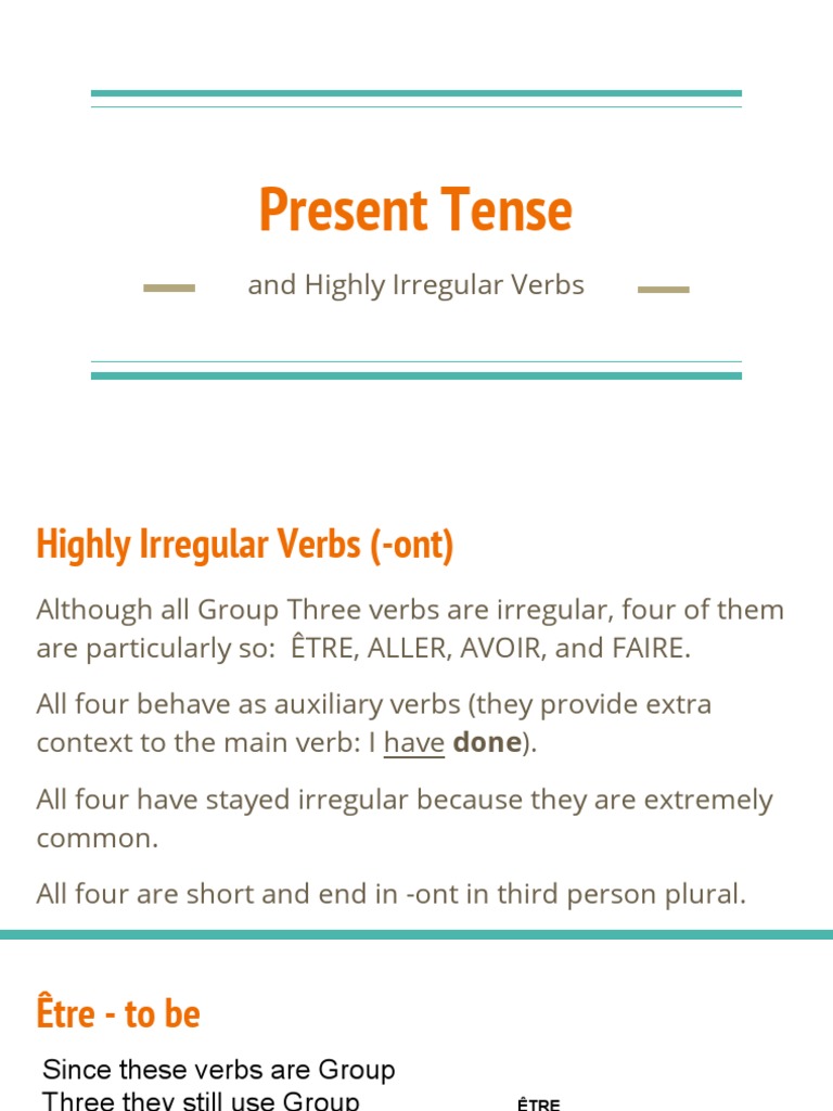 Present Tense of - Ont Verbs | PDF