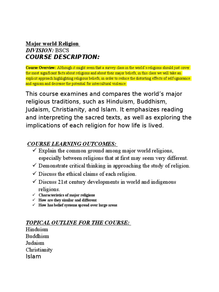 Exploring Major World Religions | PDF | Social Science