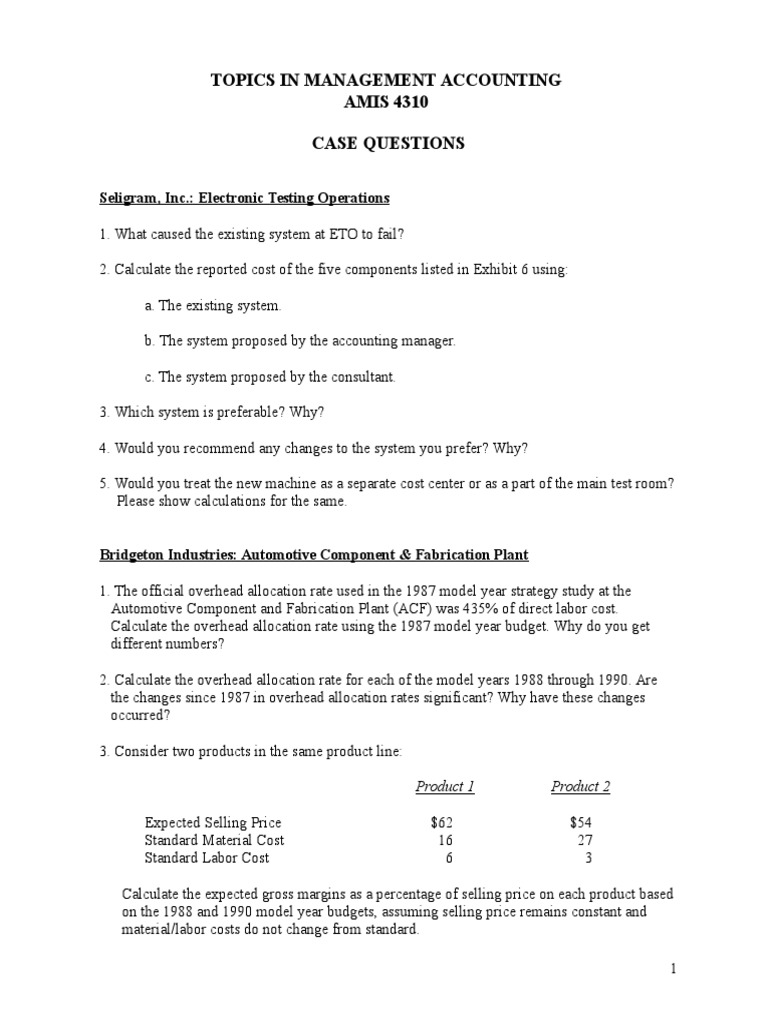 Case Questions | PDF | Business Economics | Economies