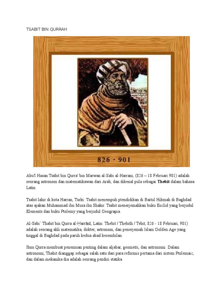 Biografi Tsabit bin Qurra, Astronom Arab | PDF | Klasik