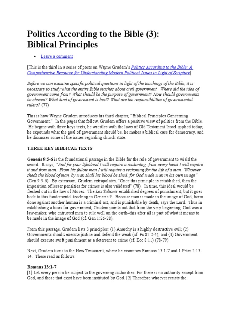 Politics According To The Bible | PDF | Bible | Moses