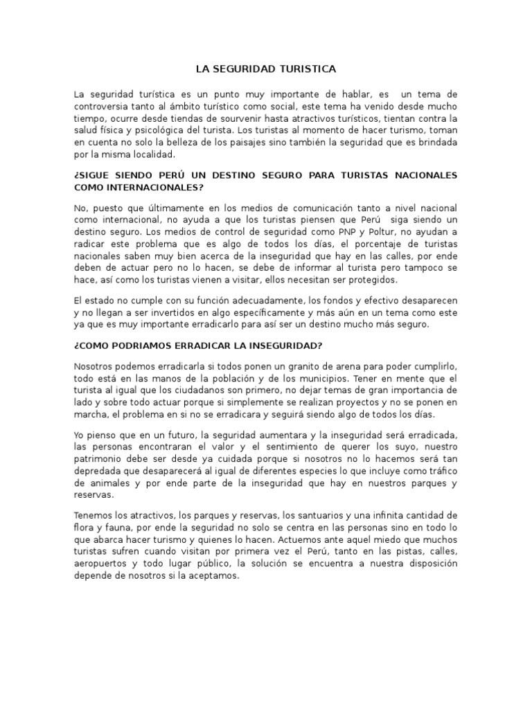 Seguridad Turística en Perú: Desafíos y Soluciones | PDF | Turismo | Perú
