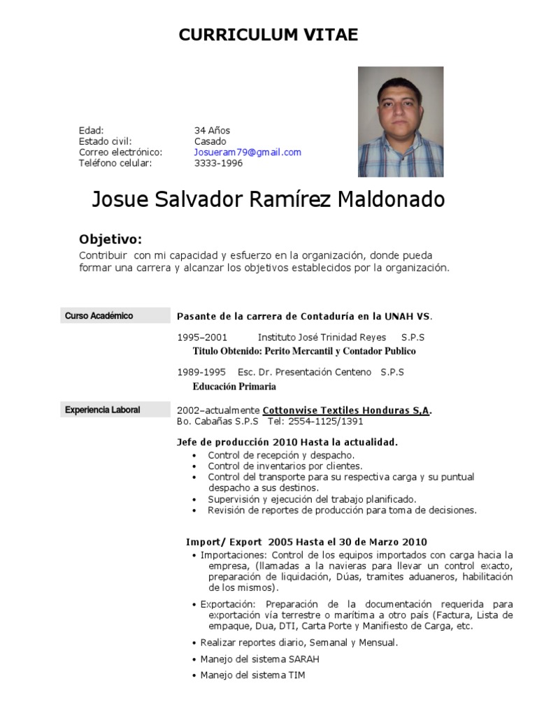 Curriculum Vitae Josue | PDF