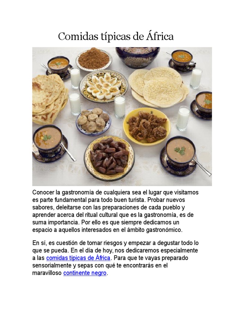Comidas típicas de África.docx | Cocina española | Europa