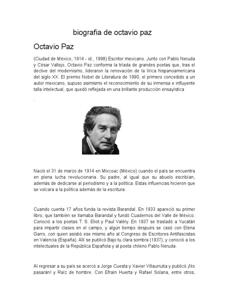 Octavio Paz | Poesía | Ficción y literatura