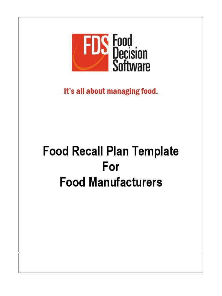 Food Recall Plan Outline For Food Manufacturers | PDF | Business | Foods