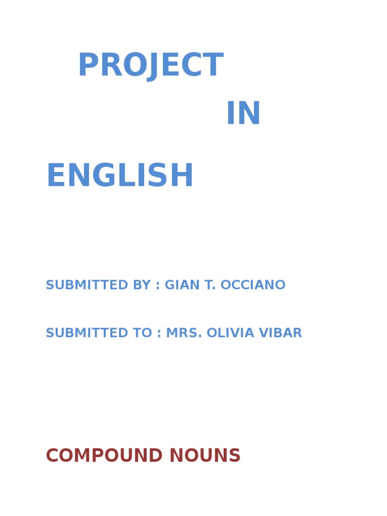 Project IN English: Compound Nouns | PDF