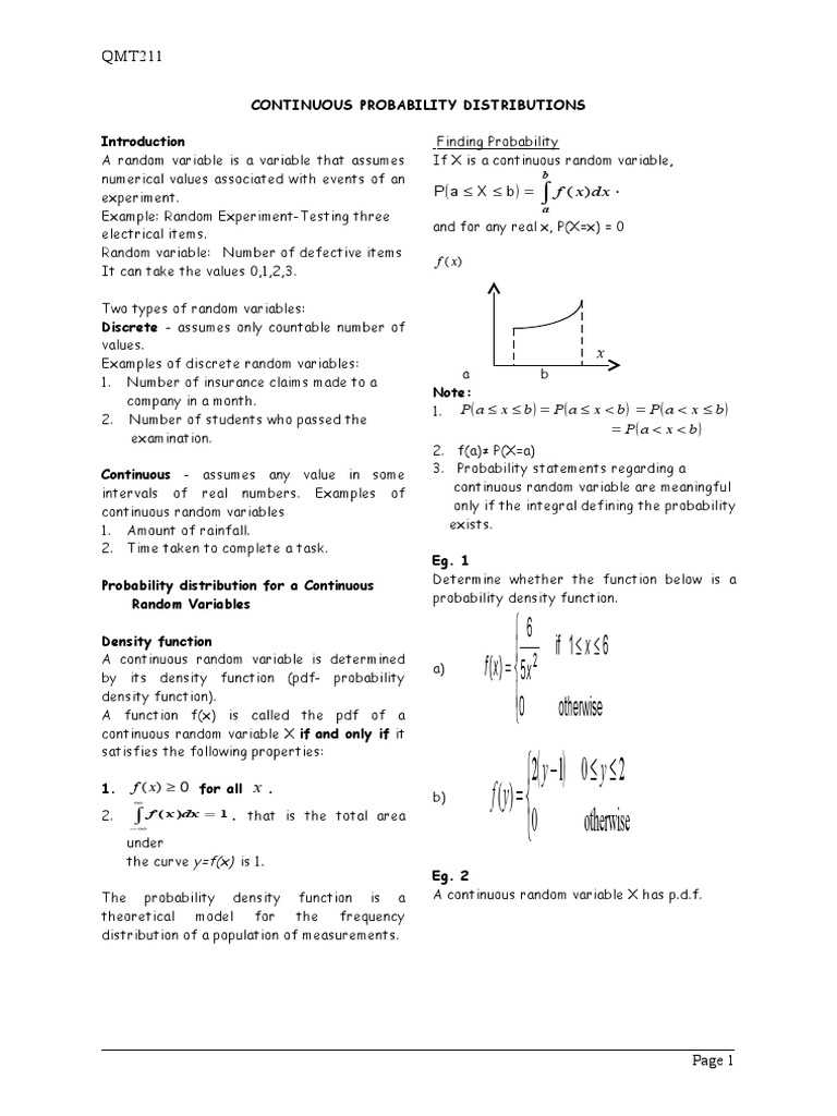 Continuous Prob Distribution | PDF | Probability Density Function ...