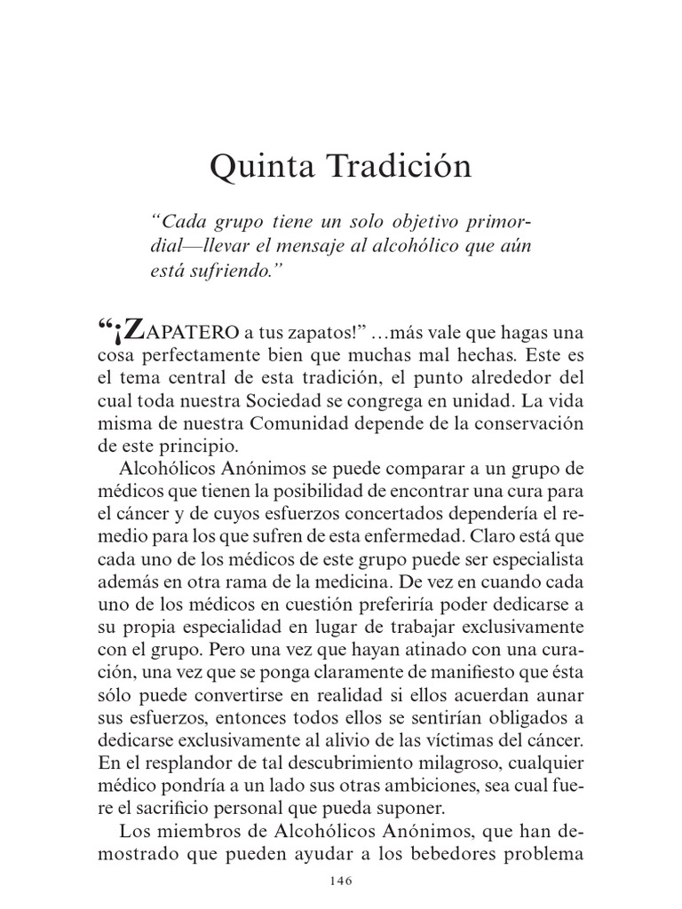 5º Tradicion | PDF | alcoholicos anonimos | Amor