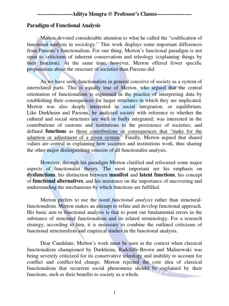 2 Functional Analysis | Philosophical Theories | Sociology