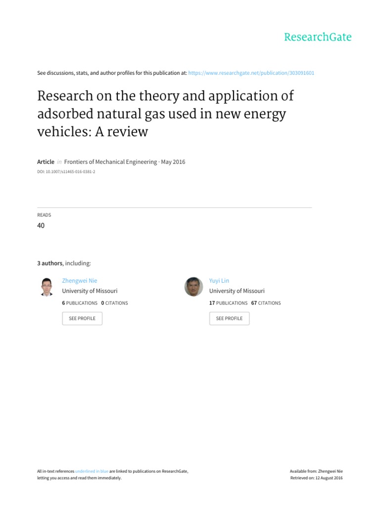 Research On The Theory and Application of Adsorbed Natural Gas Used in ...