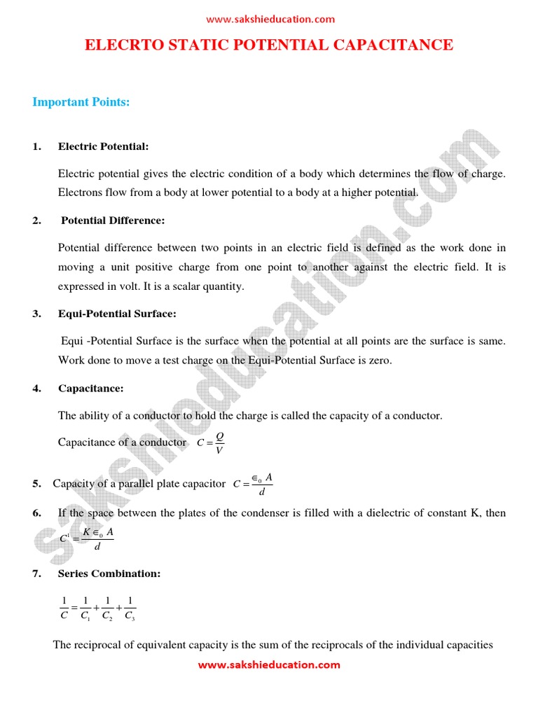 Electrostatic Potential | PDF | Dielectric | Capacitor