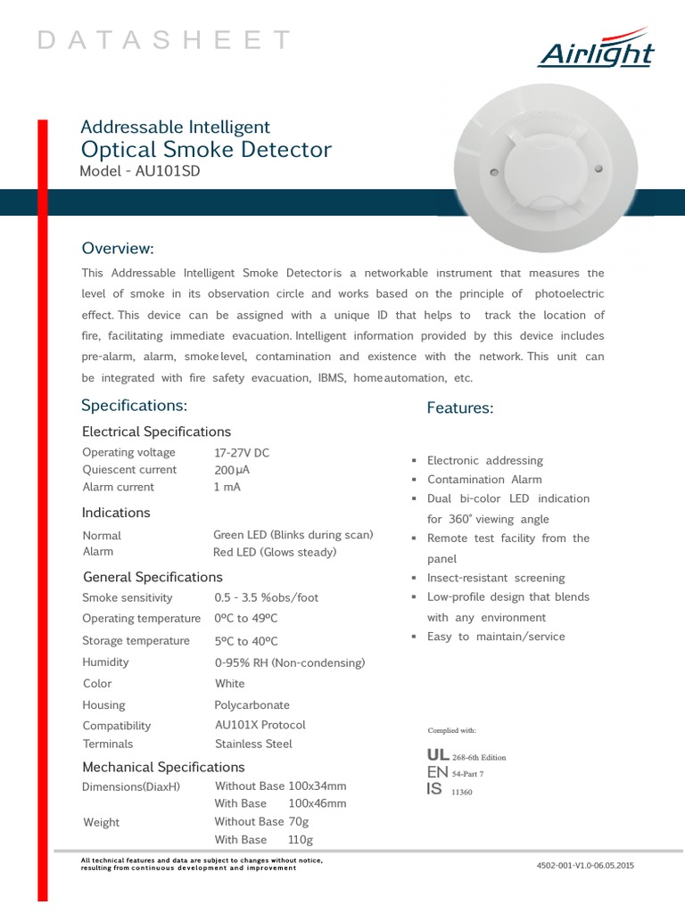 Addressable Intelligent Smoke Detector | PDF | Technology & Engineering