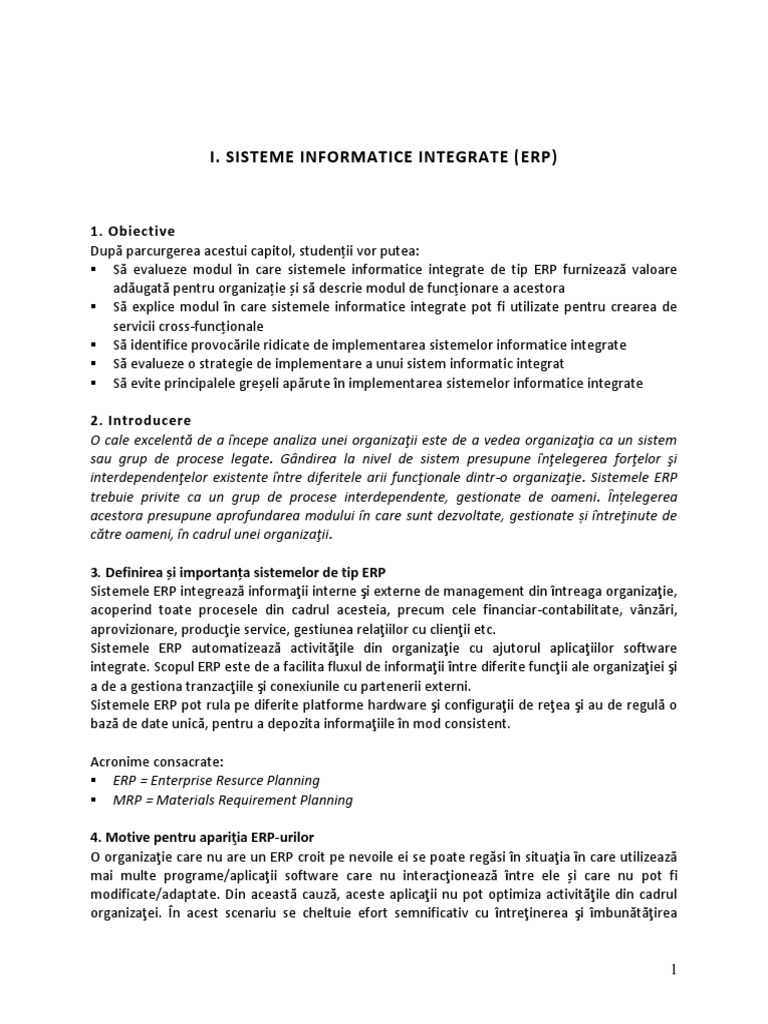 SISTEME ERP Implementarea | PDF