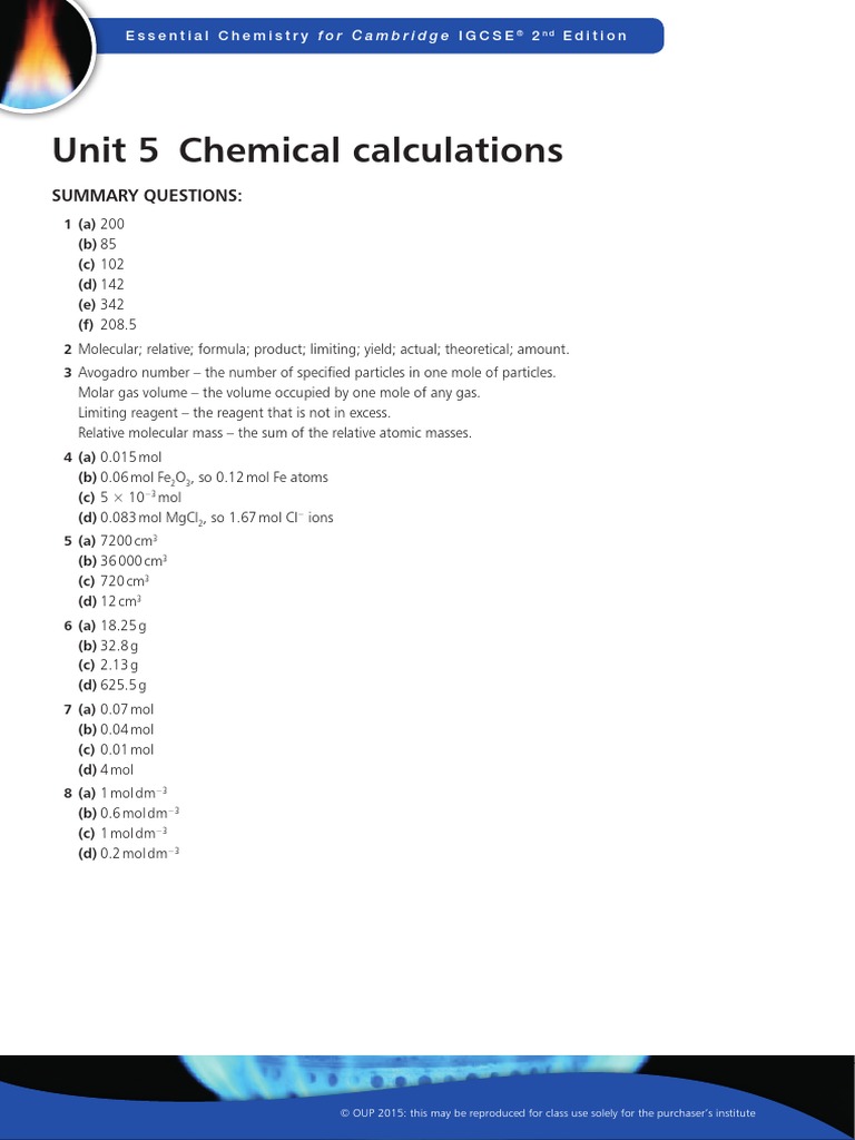 Essential Chemistry Calculations | PDF | Mole (Unit) | Materials