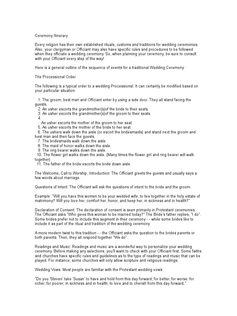 Wedding Ceremony Example | PDF | Wedding | Bridesmaid