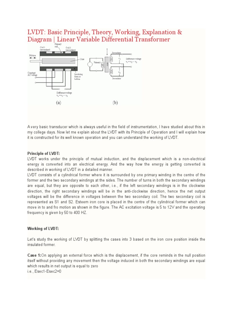 LVDT: Basic Principle, Theory, Working, Explanation & Diagram - Linear Variable Differential ...