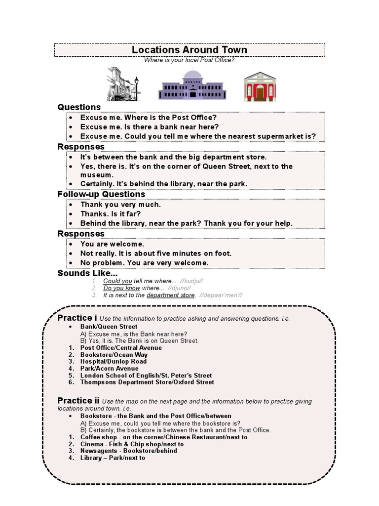 Locations Around Town: Questions | PDF | Leisure