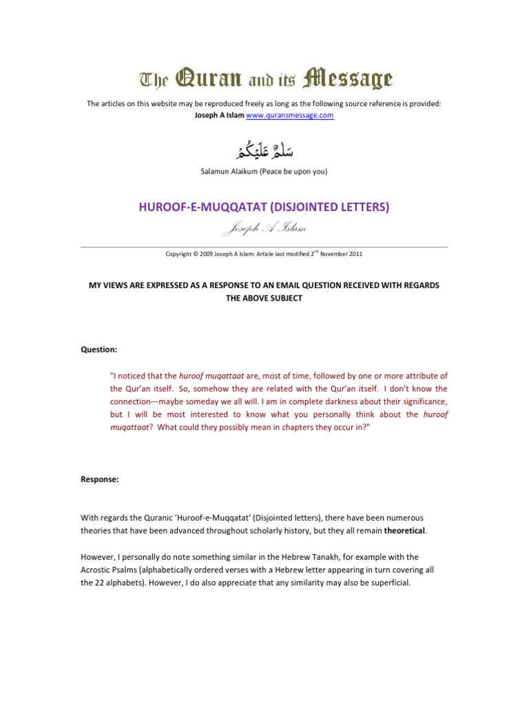 Huroof e Muqqatat PDF | PDF | Quran | Islam