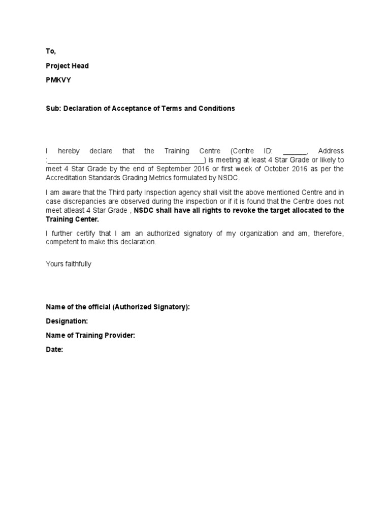 Declaration On Letter Head | PDF