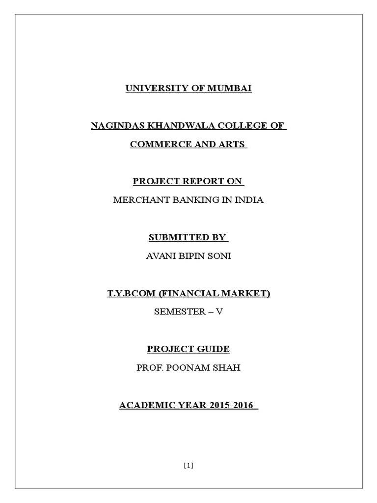 Merchant Banking in India: A Project Report | PDF | Investment Banking ...