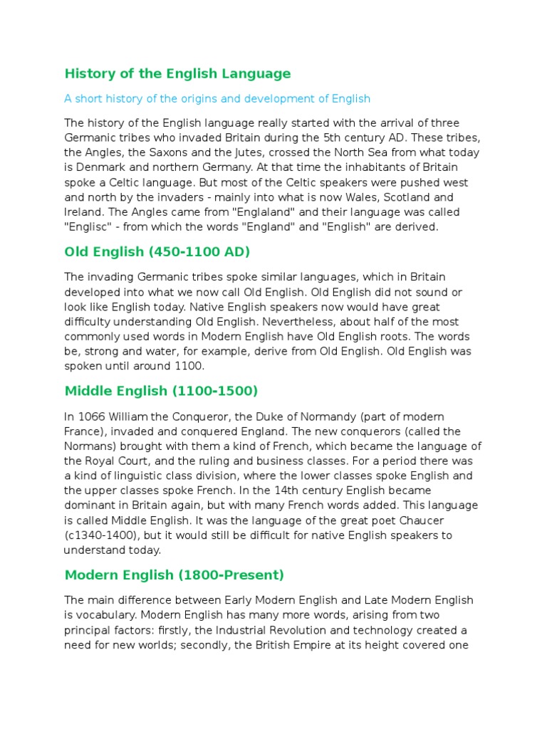 Evolution of the English Language | PDF | English Language | The United ...