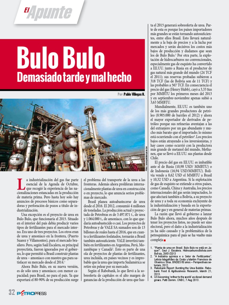bulo-bulo | Fertilizante | Petróleo