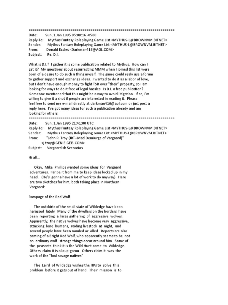 Mythus-L 1995 Log | PDF | Mythology | Mask