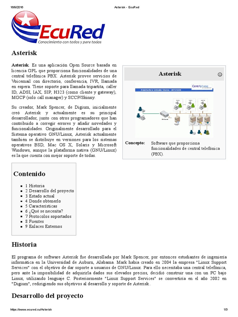 Asterisk - EcuRed PDF | PDF | Informática | Software