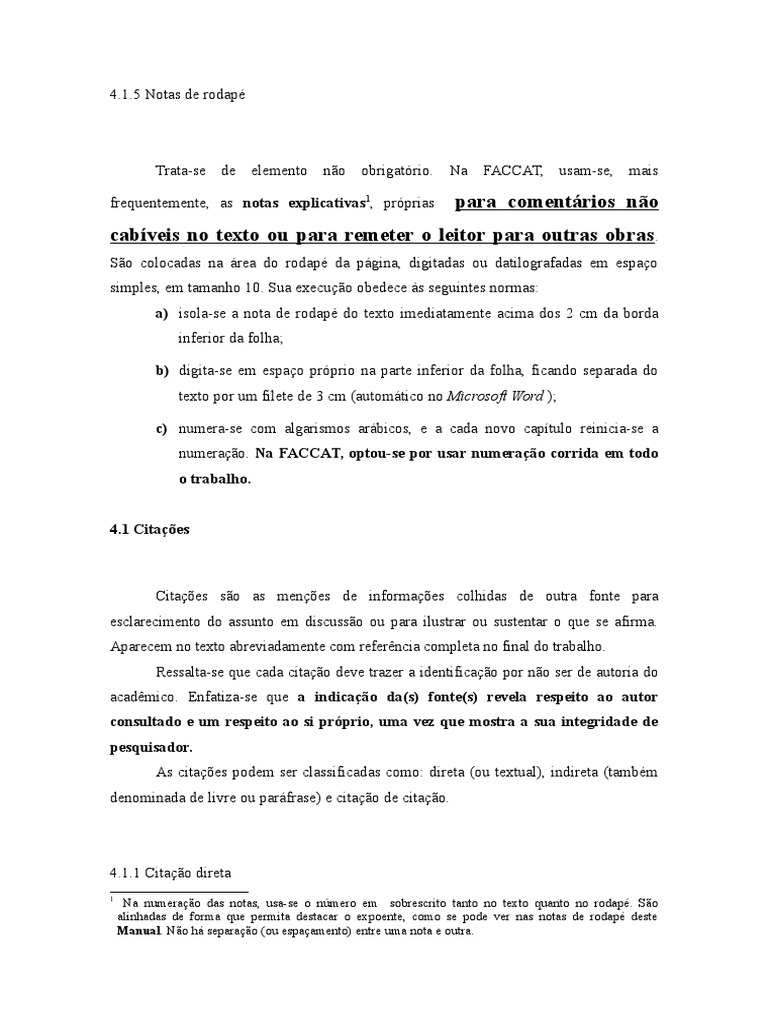 Citaçoes e Nota de Rodapé | Citação | Escrita | Avaliação gratuita de ...