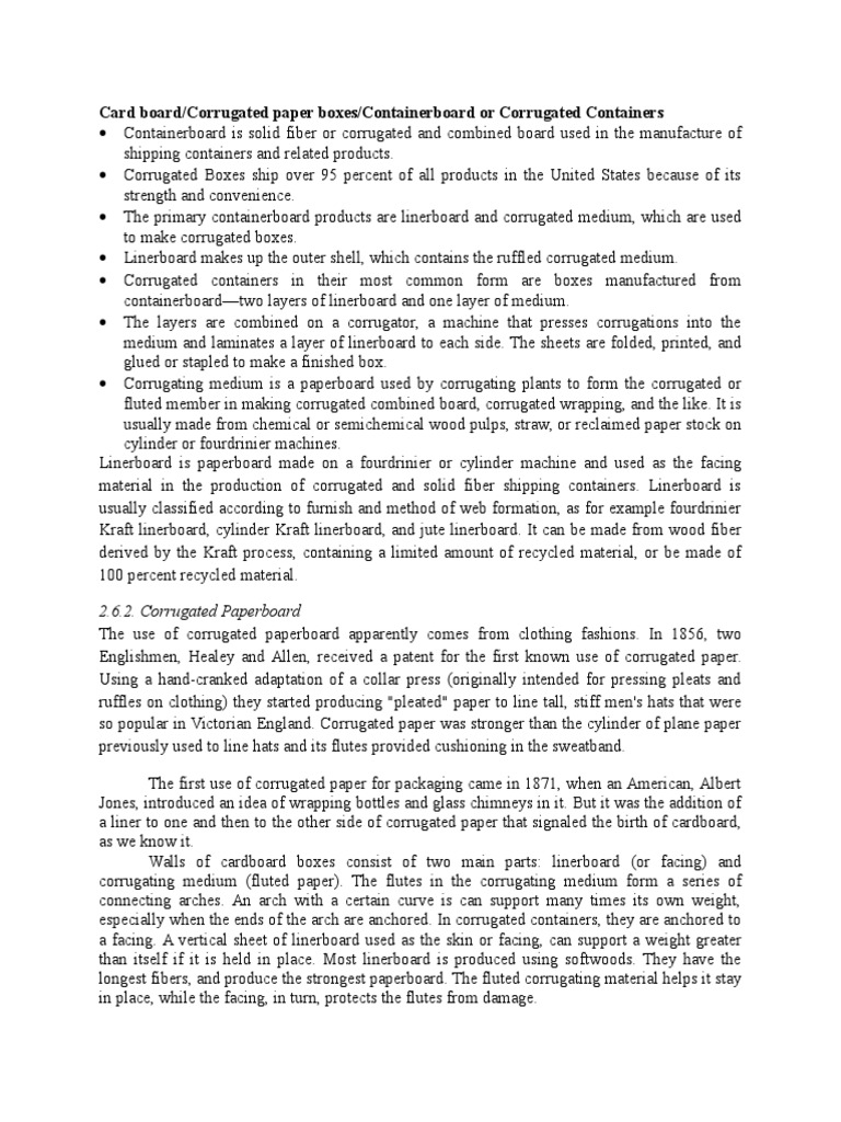 Containerboard or Corrugated Containers | PDF | Paper | Industries