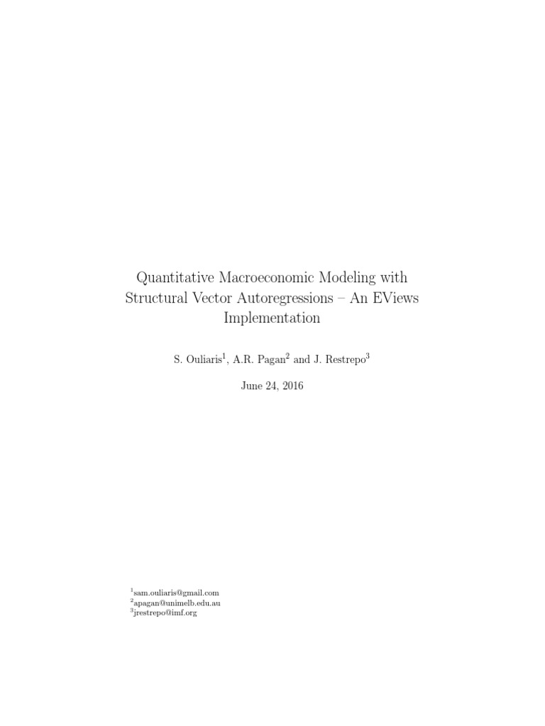 Quantitative Analysis in Eviews: Using Structural VAR (SVAR) Analysis | PDF | Vector ...