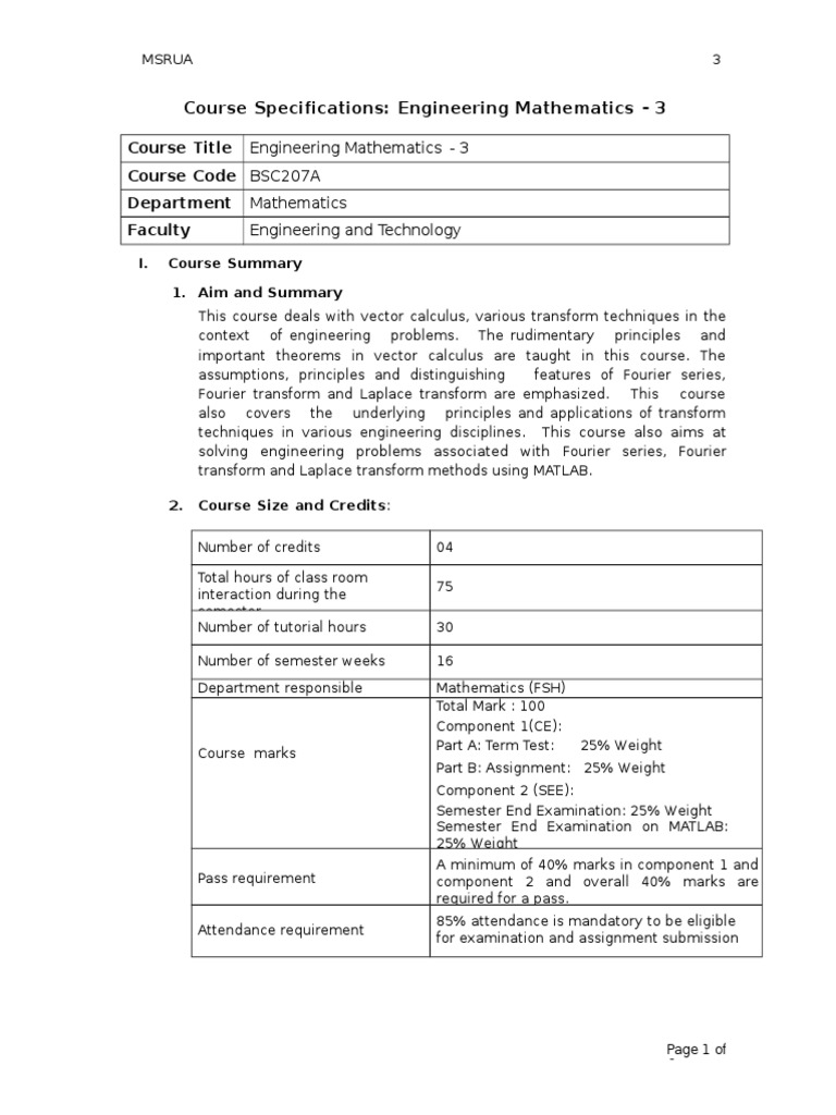 Engineering Mathematics - III | PDF | Integral | Vector Space