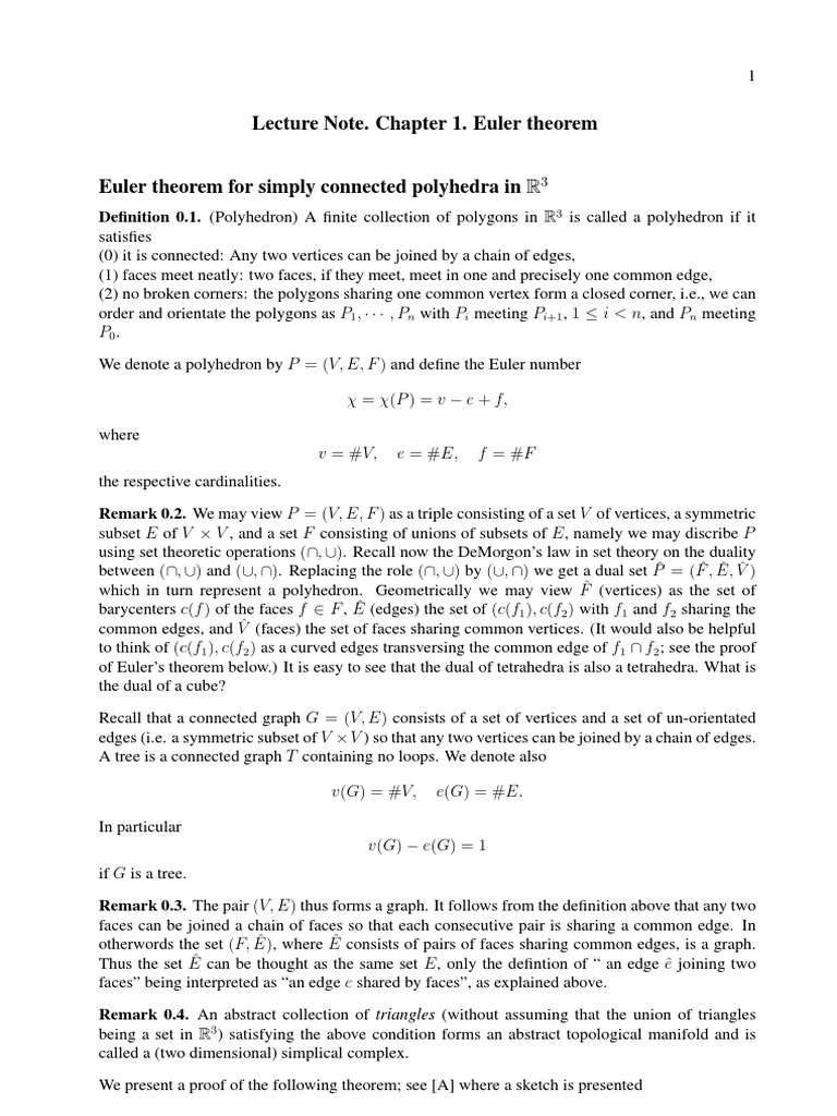 Lecture Note. Chapter 1. Euler Theorem | PDF | Vertex (Geometry ...