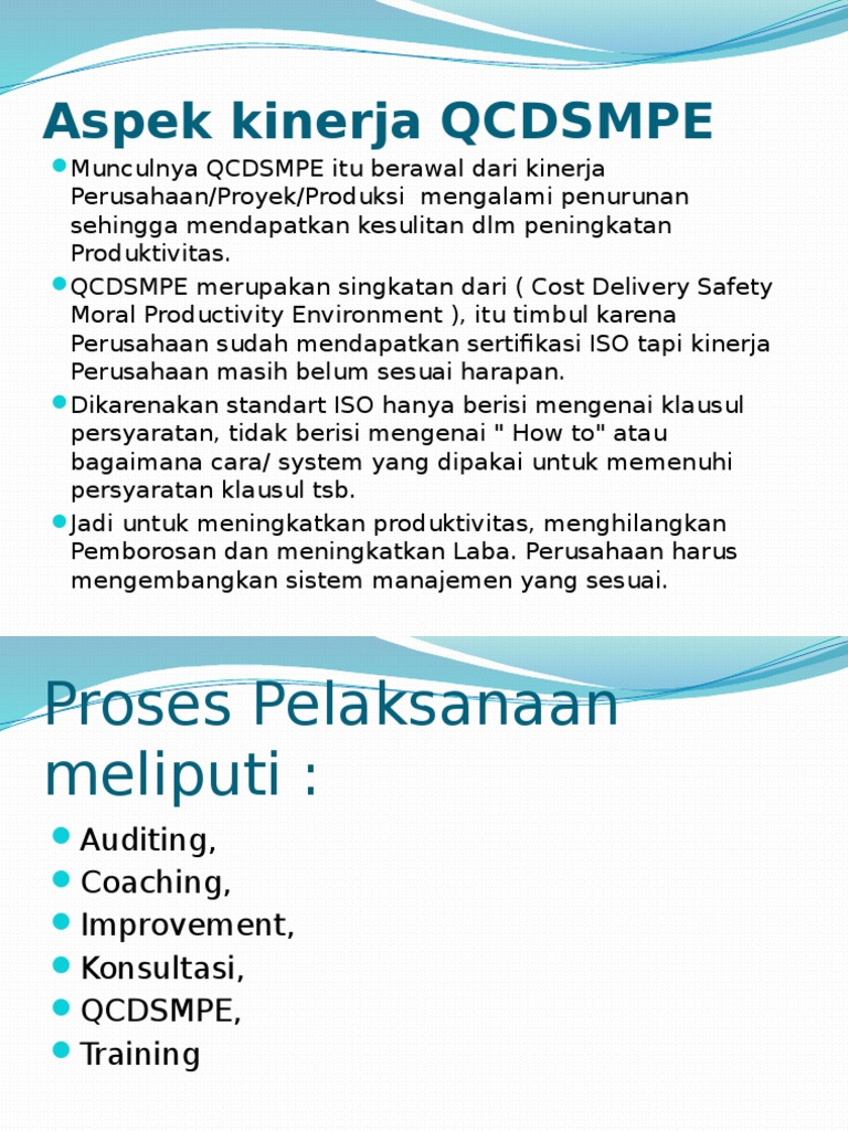 Peningkatan Kinerja QCDSMPE di Perusahaan | PDF