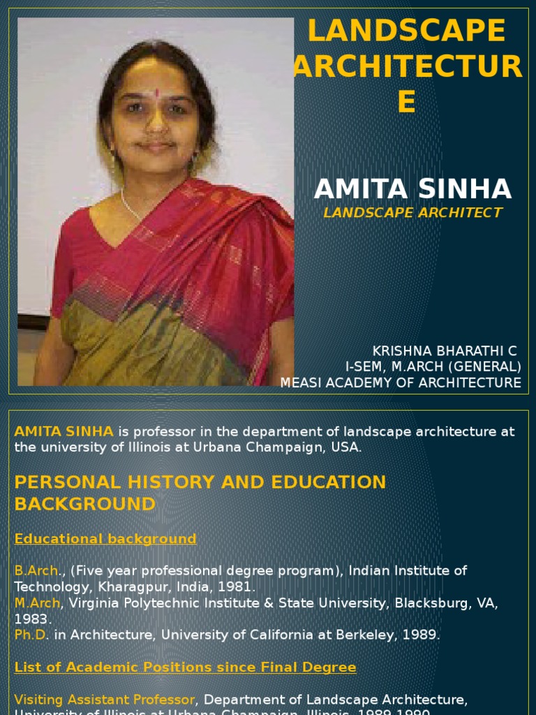 Amita Sinha: Landscape Architecture Profile | PDF | Religion & Spirituality