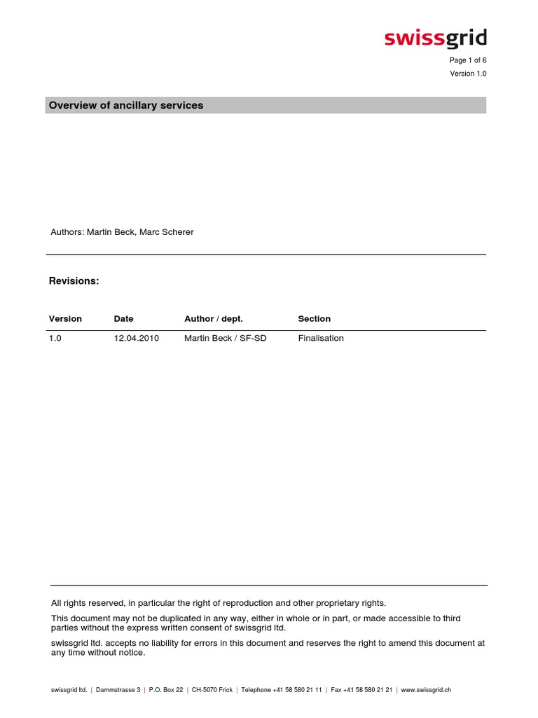 Overview of Ancillary Services | PDF | Electrical Grid | Power Station