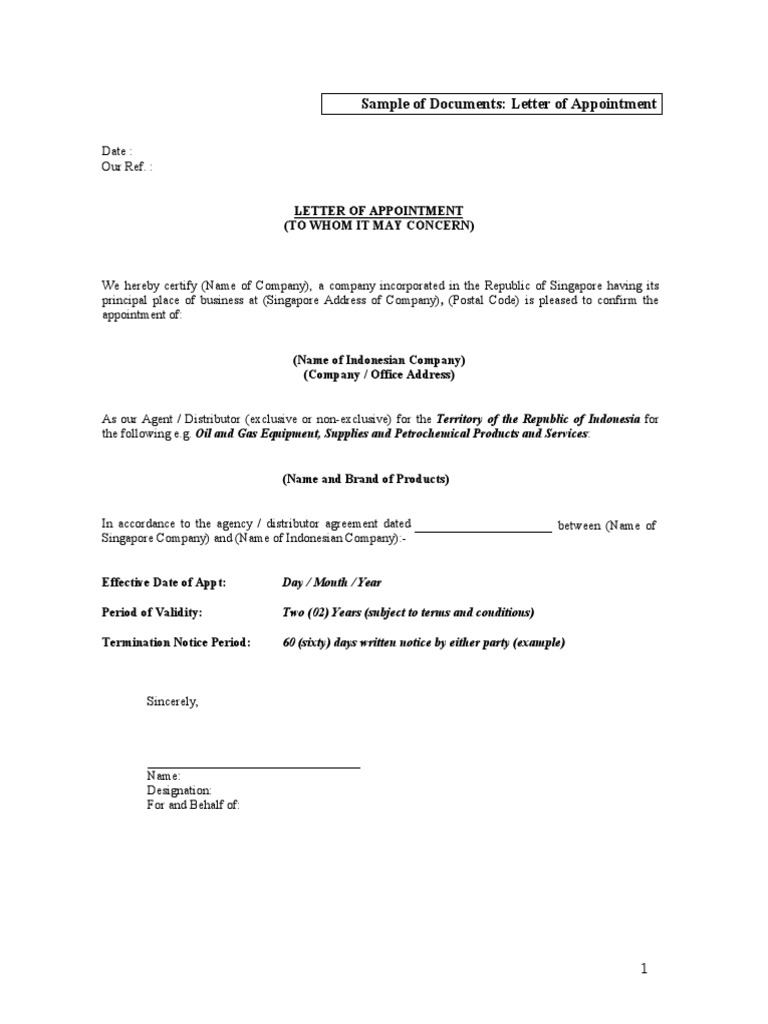 Exlusive Distributor - Appointment | Download Free PDF | Law Of Agency ...