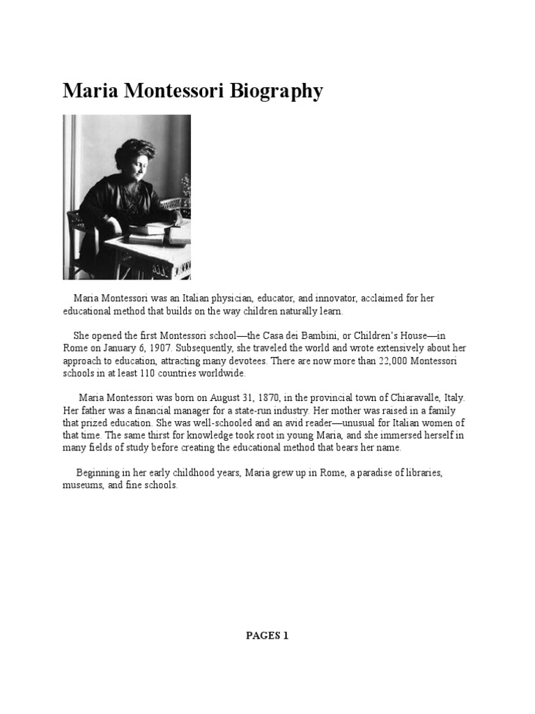 Maria Montessori Biography | Montessori Education | Teaching And Learning