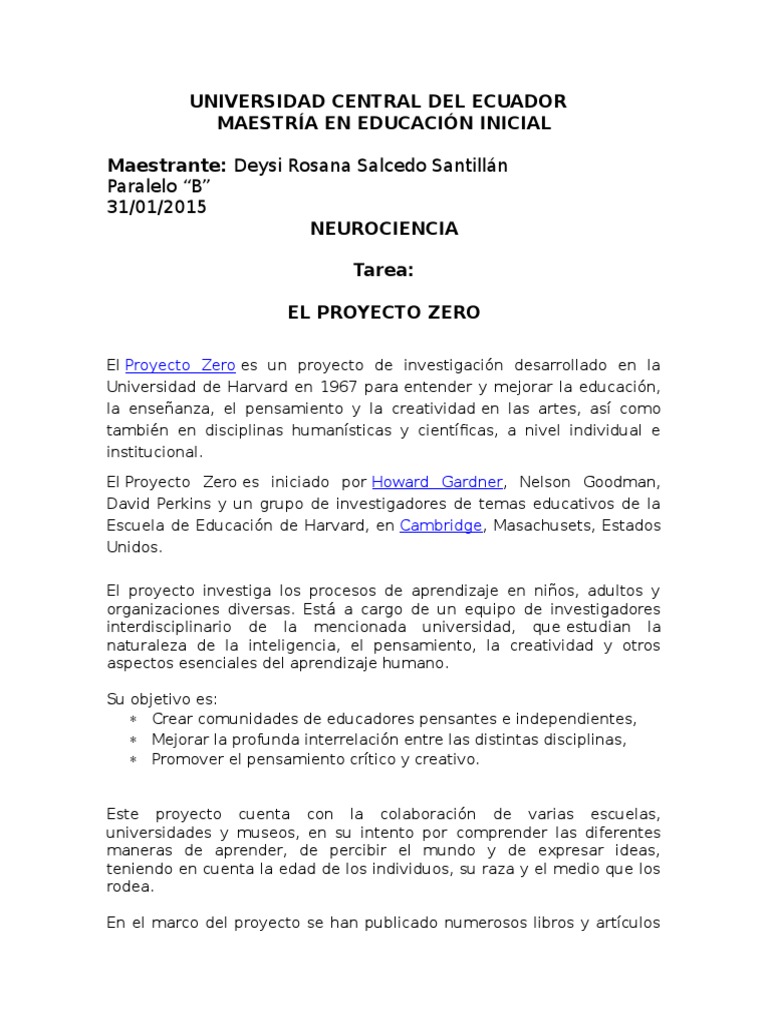 Proyecto Cero | PDF | Creatividad | Comportamiento