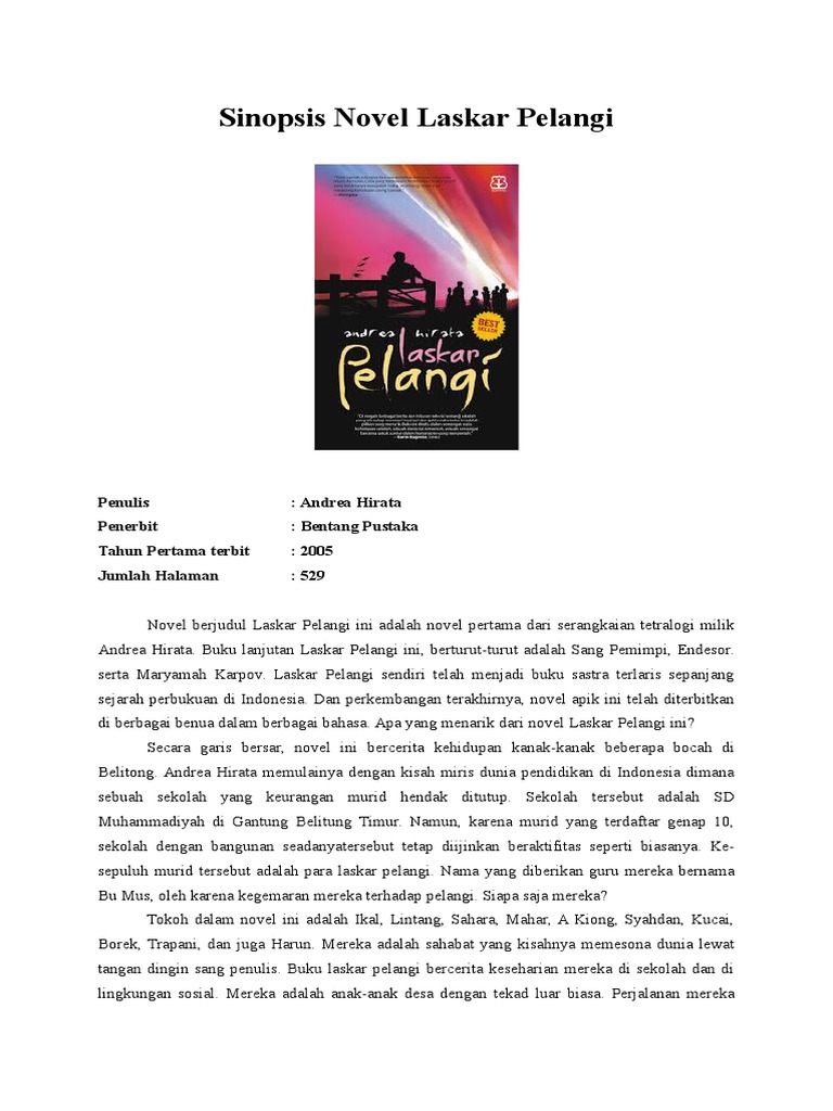 Sinopsis Novel Laskar Pelangi | PDF