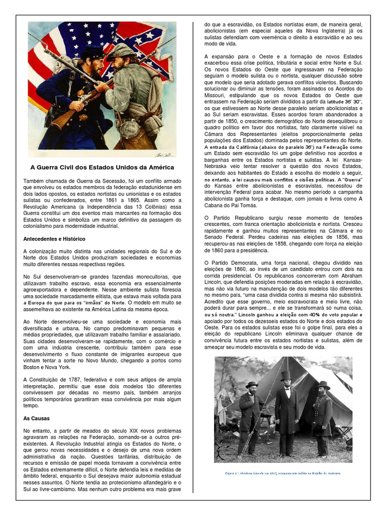 A Guerra Civil Dos Estados Unidos Da América PDF | PDF | Estados ...