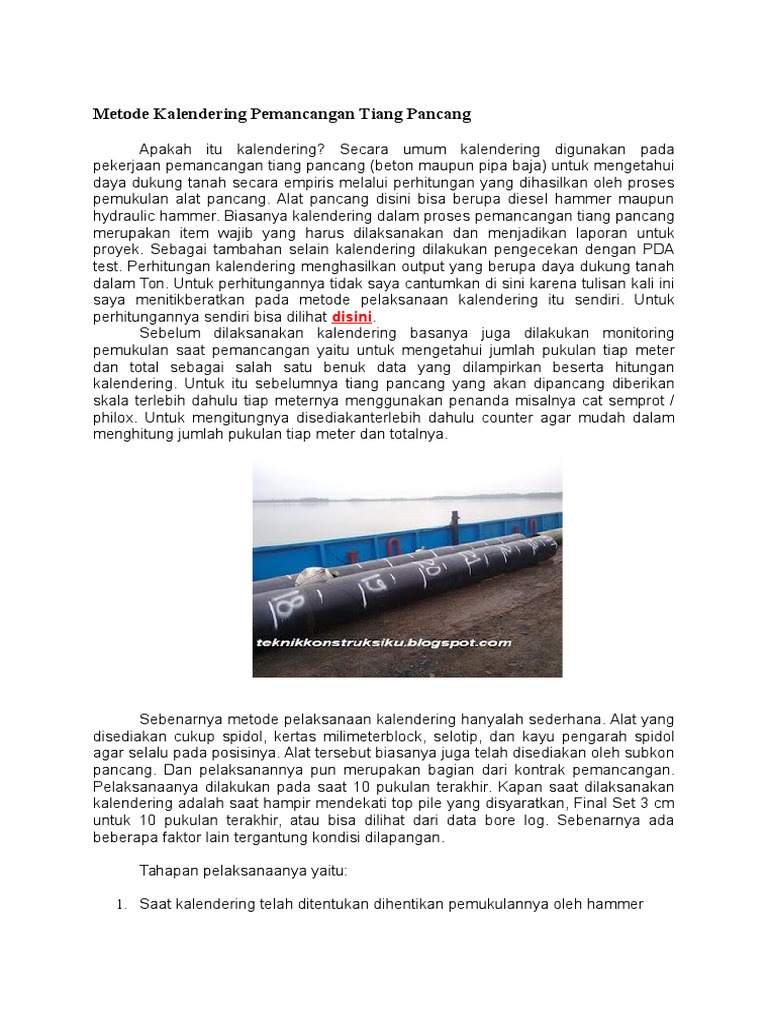 Metode Kalendering Pemancangan Tiang Pancang | PDF | Komputer ...