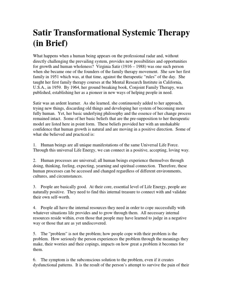 Satir Transformational Systemic Therapy in Brief.pdf | Psychotherapy ...