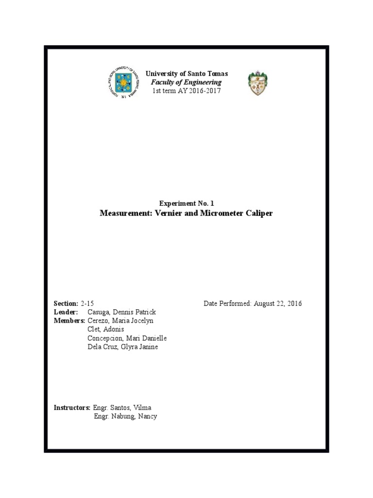 Measurement: Vernier Caliper and Micrometer Caliper | PDF | Density | Scientific Observation