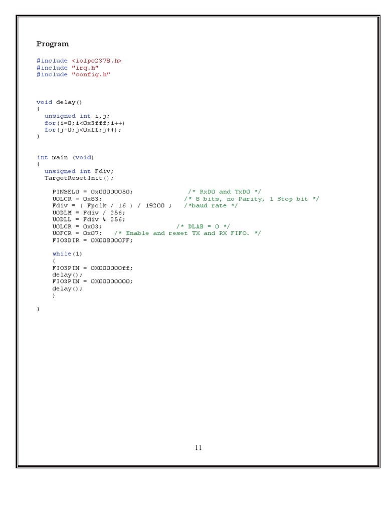 Program To Flash Leds Using Arm7 Microcontroller Pdf C Programming Language Light