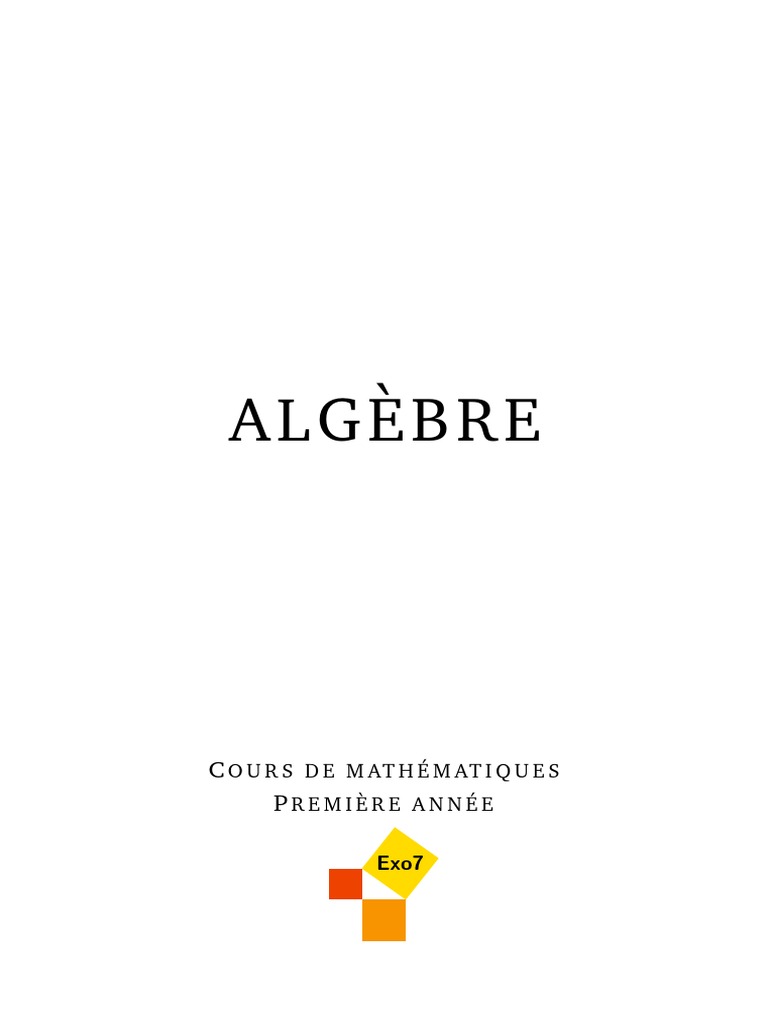 Livre Algebre 1 PDF | PDF | Inclusion (mathématiques) | Matrice (Mathématiques)